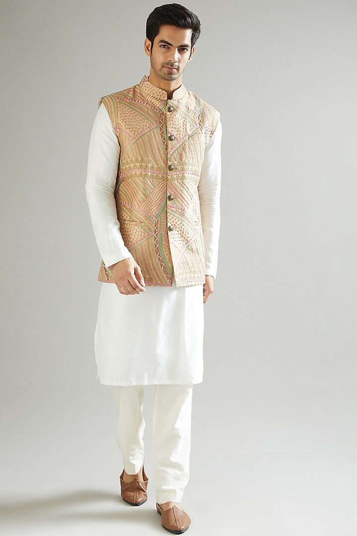 Brown Embroidered Nehru Jacket By Kasbah Clothing At Pernias Pop Up