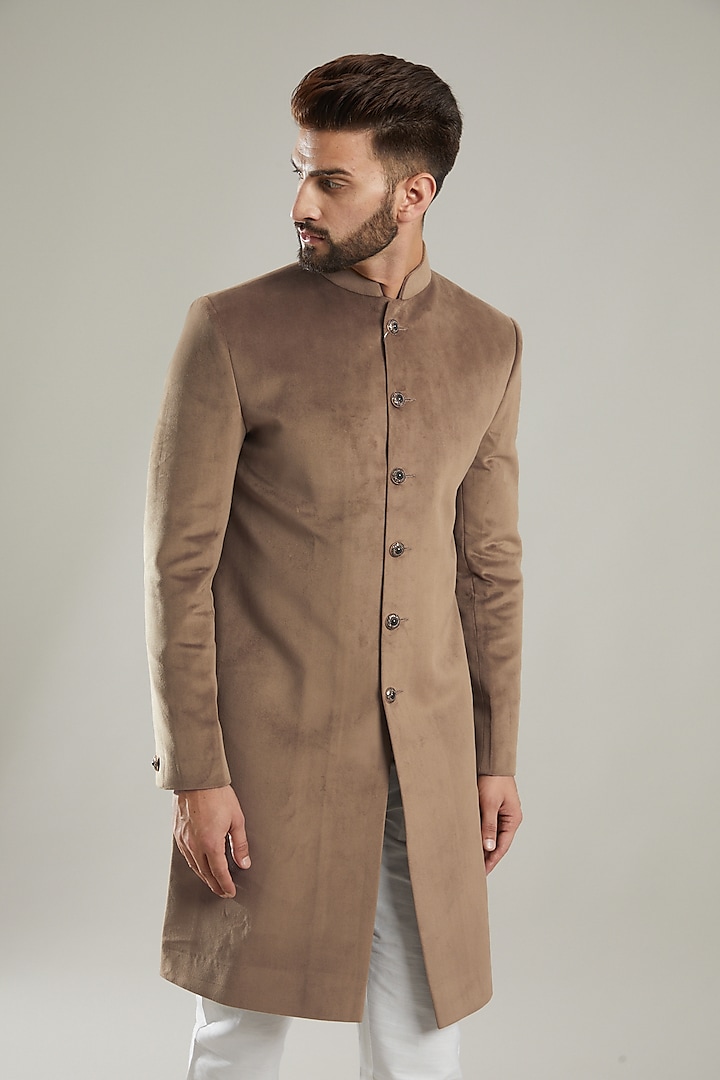 Buy Kasbah Clothing Bronze Velvet Sherwani At Perniaspopupshopmen 2025
