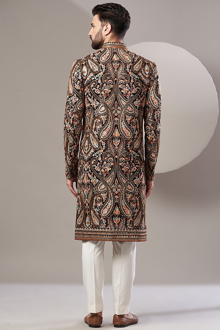 Buy Kasbah Clothing Black Embroidered Sherwani At Perniaspopupshopmen 2024