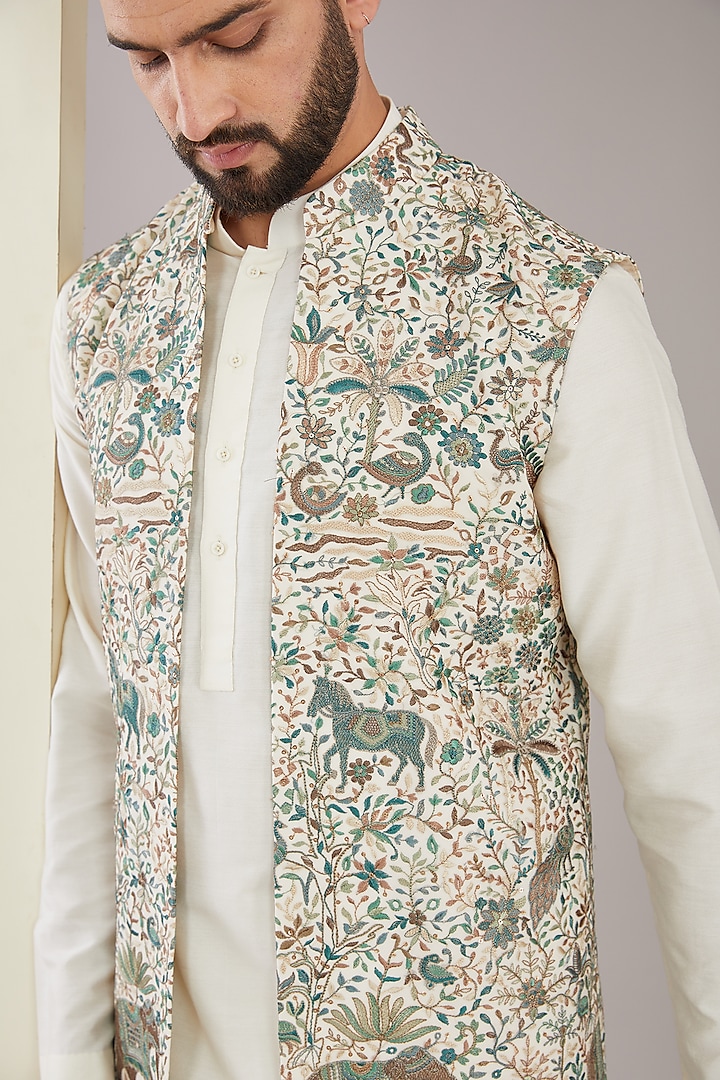 Buy Kasbah Clothing Multi Colored Georgette Kashmiri Floral Embroidered