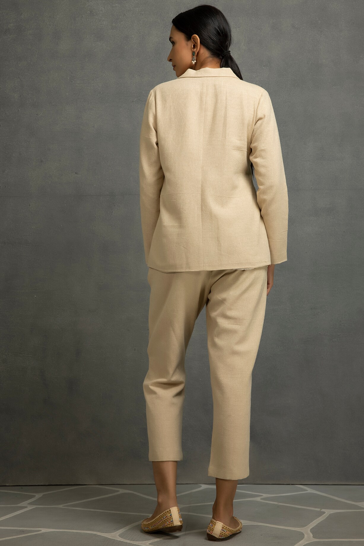 Beige Cotton Jute Embroidered Pant Set by Kahani Lush at Pernia's Pop ...