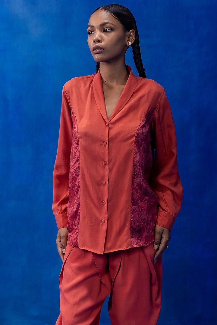 Rococo Red Silk Shirt by Kauza at Pernia's Pop Up Shop 2025
