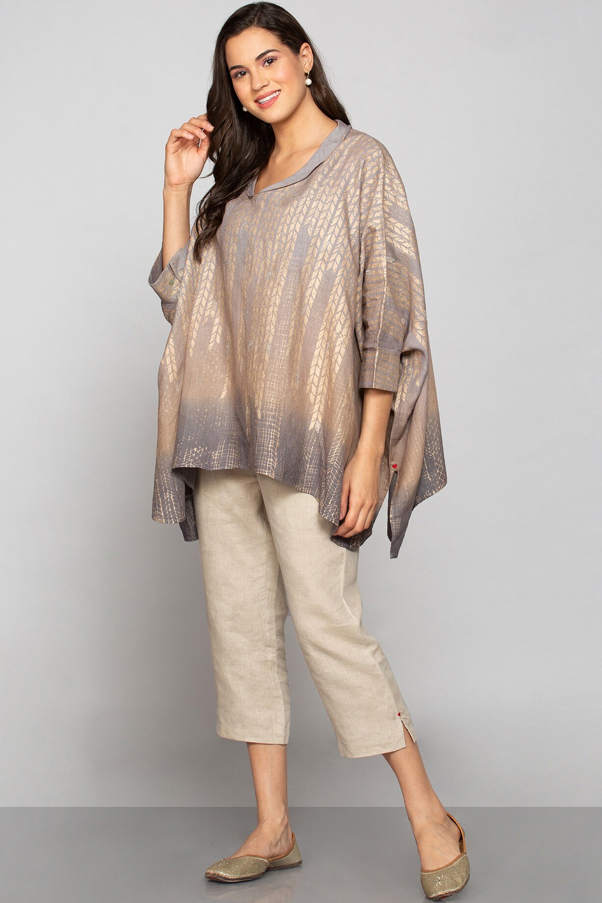 Beige Metallic Print Square Top Design by Kaveri at Pernia's Pop Up ...