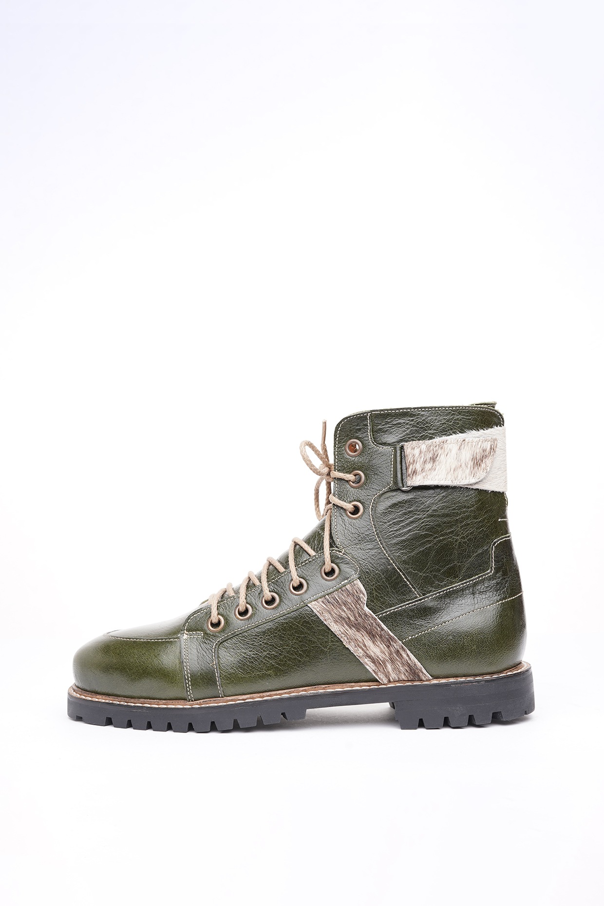 Green Pure Leather Boots by Kavith at Pernia's Pop Up Shop 2025