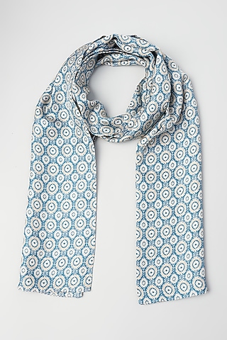 Cyan Ring Twill Silk Scarf by KAYSTLE at Pernia's Pop Up Shop 2026