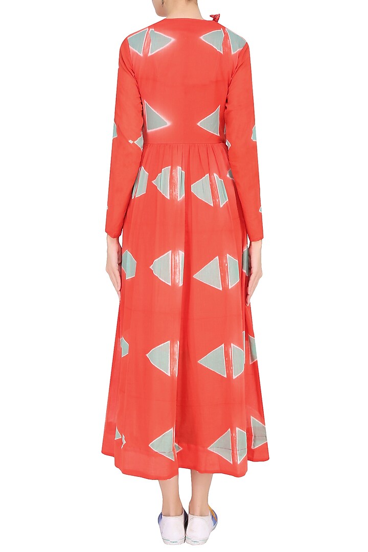 Orange clamp dyed crossover style dress available only at Pernia's Pop ...