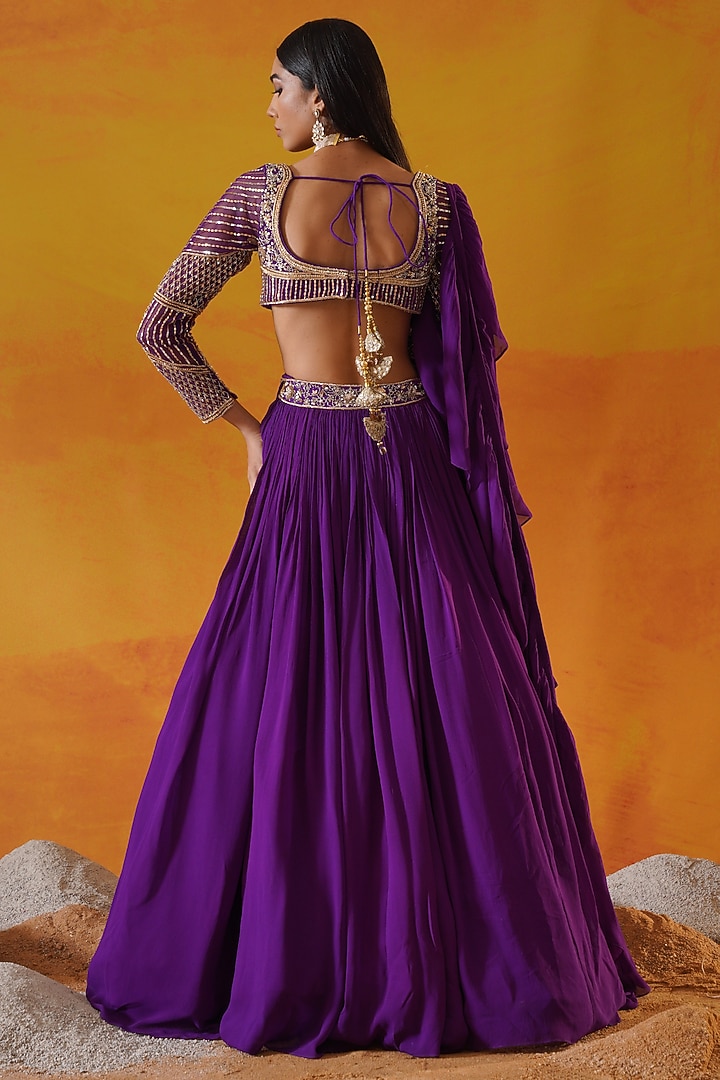 Purple Georgette Wedding Lehenga Set by Kapda Dori at Pernia's Pop Up ...