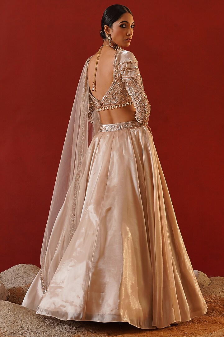 Beige Organza Tissue Wedding Lehenga Set by Kapda Dori at Pernia's Pop ...