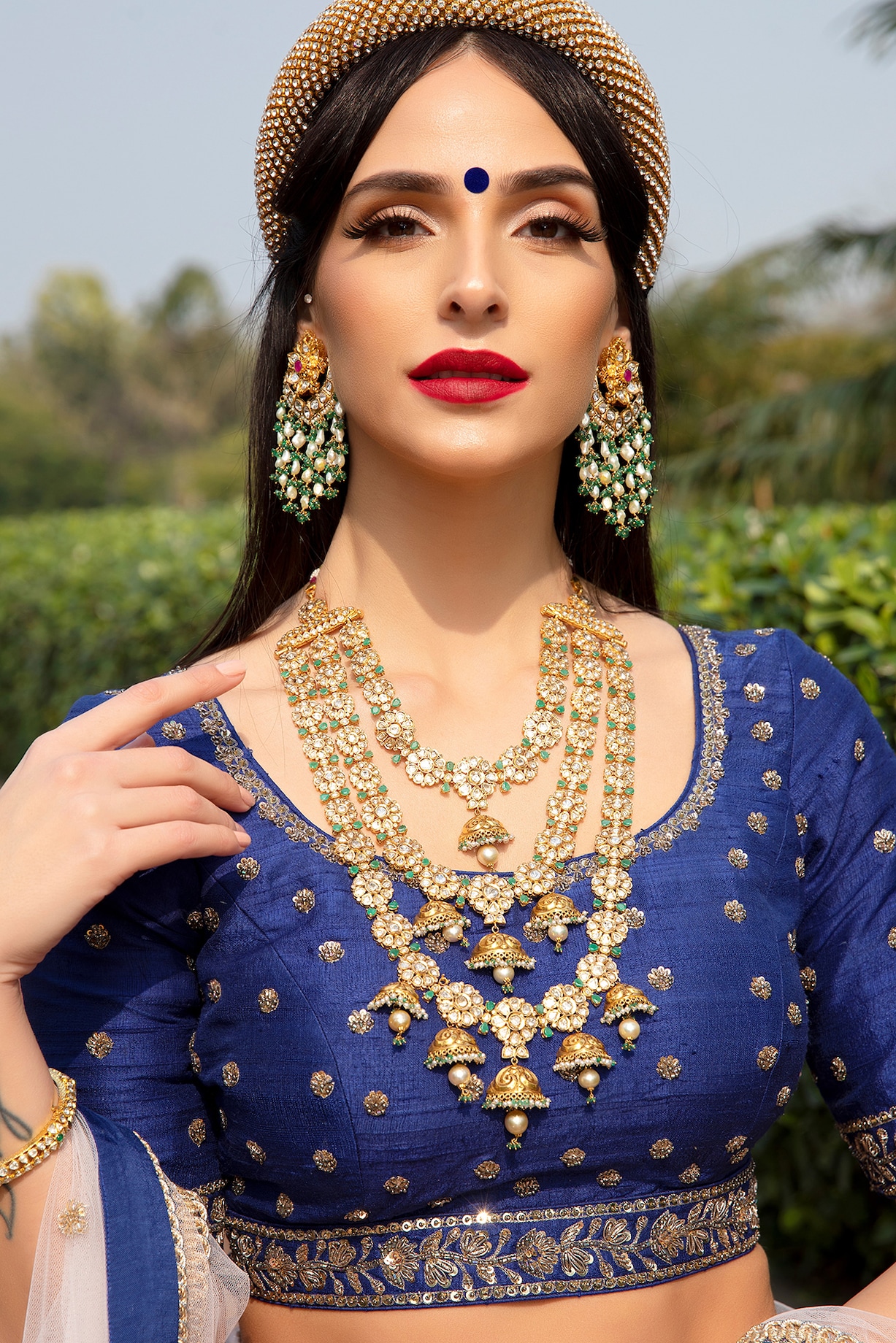 Navy Blue Embroidered Wedding Lehenga Set by Keerthi Kadire at Pernia's ...