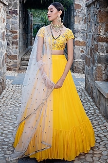 Yellow Raw Silk Lehenga Set Design by Keerthi Kadire at Pernia's Pop Up ...