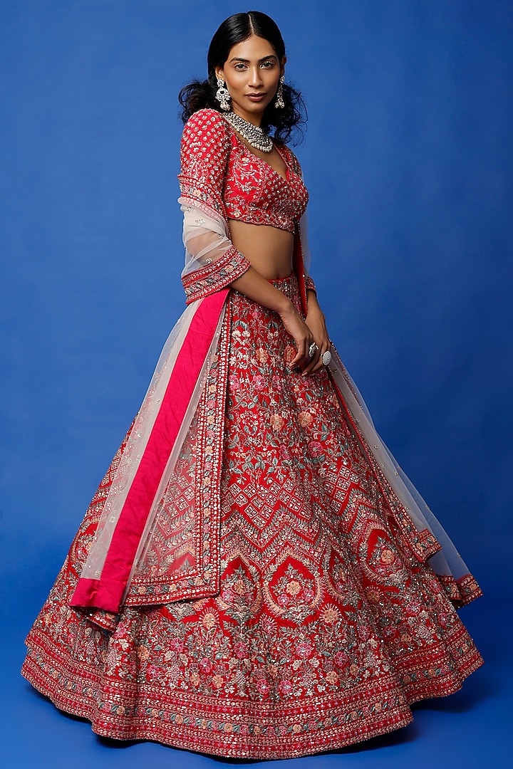 Rani Pink Embroidered Lehenga Set Design By Kalighata At Pernias Pop