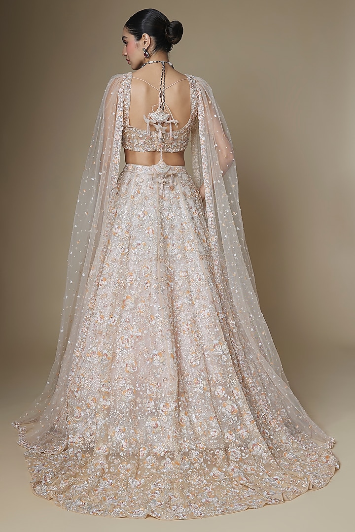 Peach Organza Bridal Lehenga Set by Kalighata at Pernia's Pop Up Shop 2026