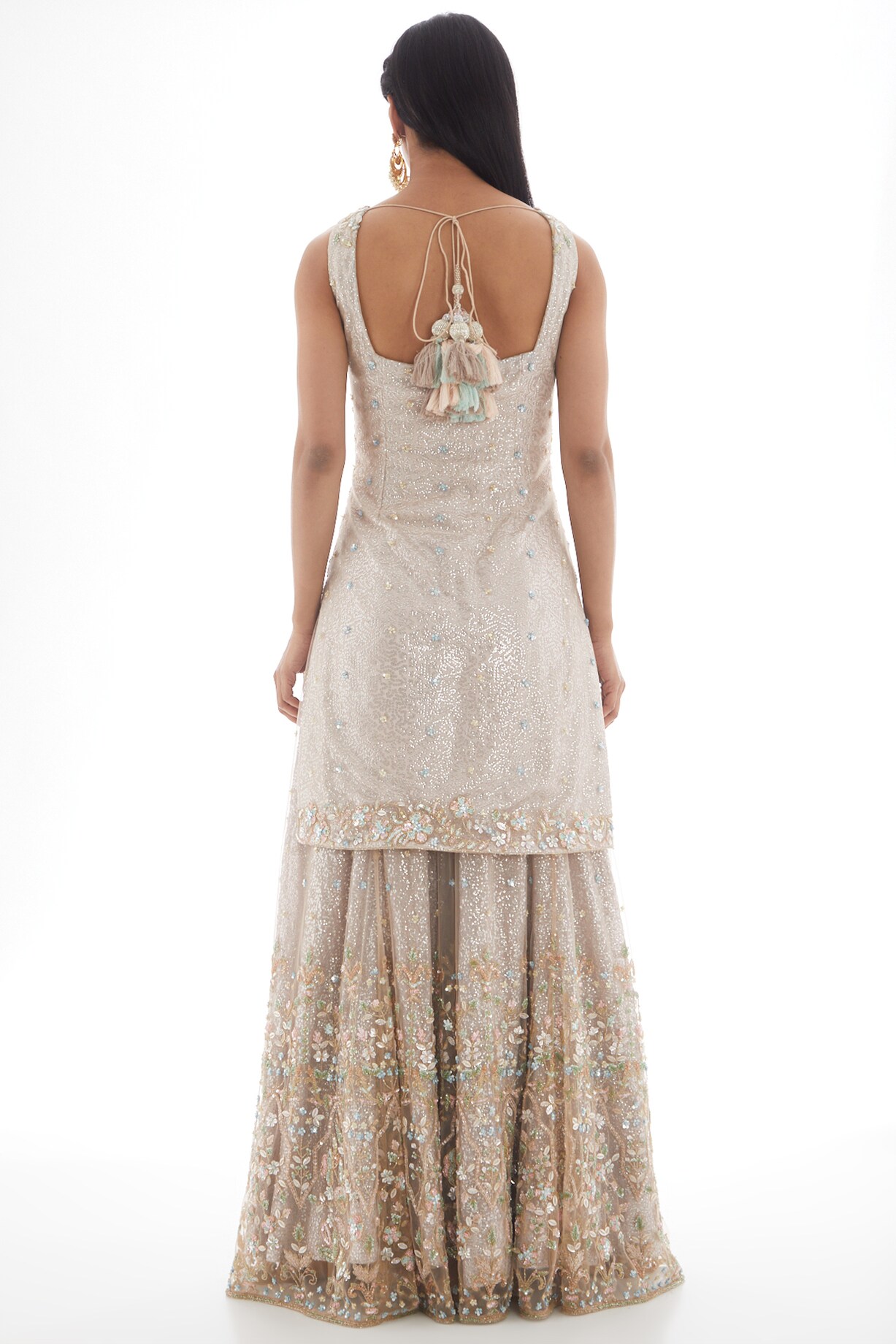 Grey Embellished Sharara Set by Kalighata at Pernia's Pop Up Shop 2025