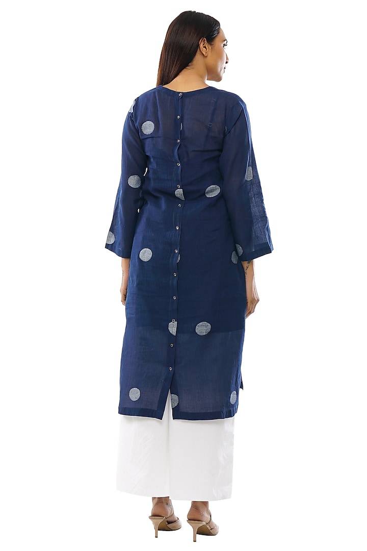 Navy Blue Handwoven Tunic Set by KHAT at Pernia's Pop Up Shop 2024
