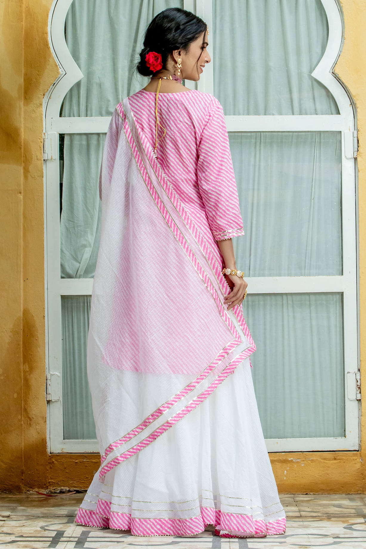 White Cotton Skirt Set Design by Kohsh at Pernia's Pop Up Shop 2024