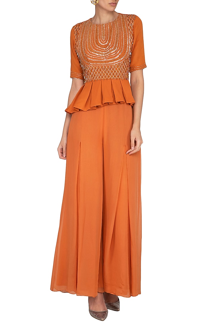 orange flared palazzo