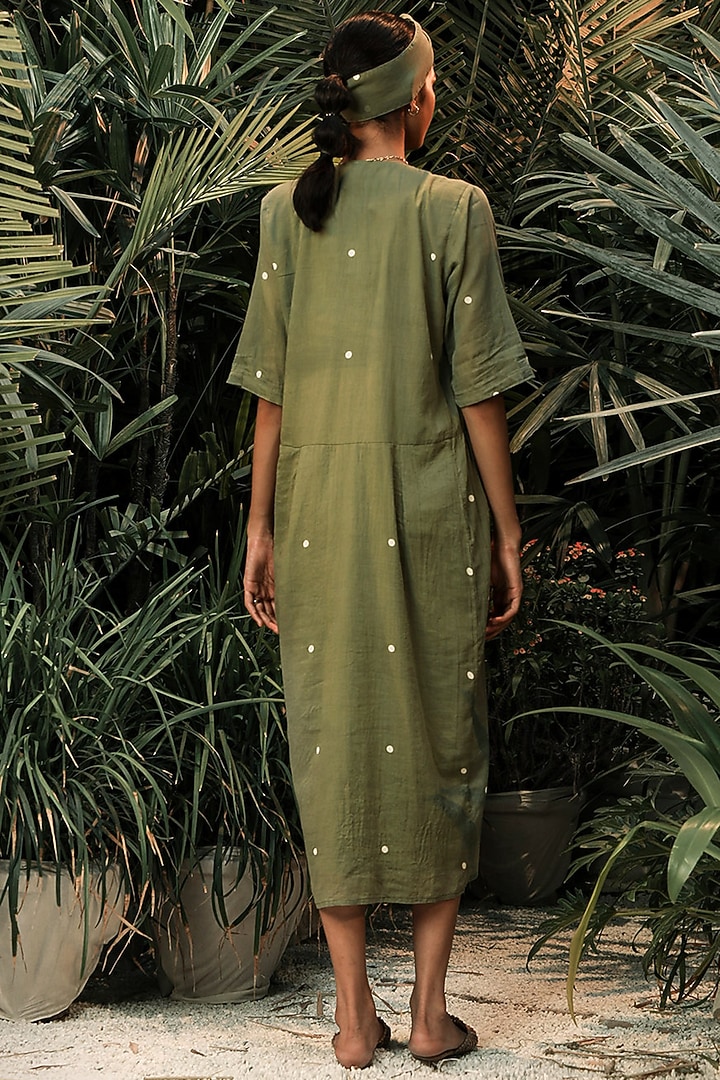 Sage Green Polka Dots Dress by Khara Kapas at Pernia's Pop Up Shop 2025