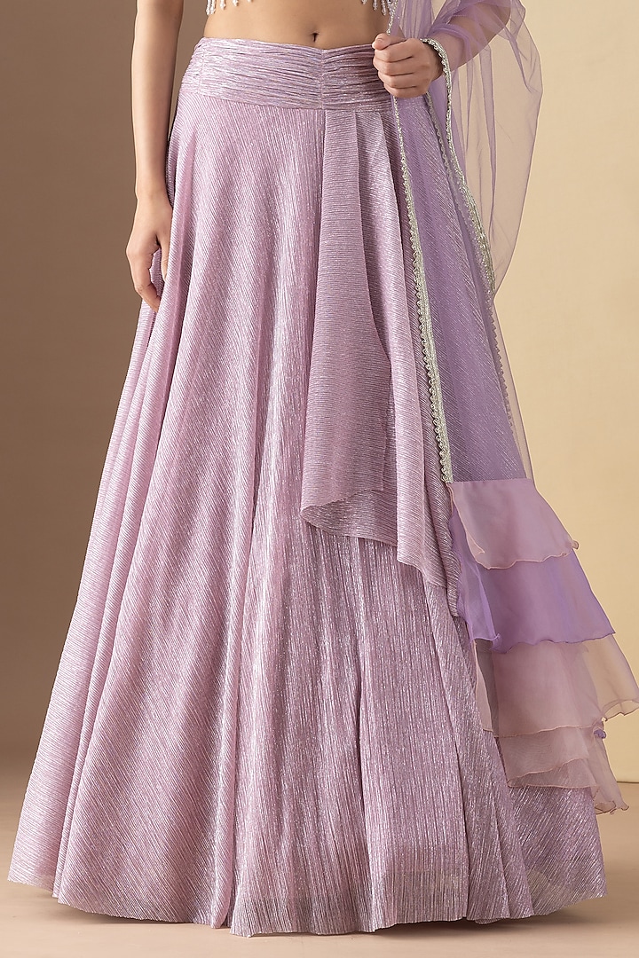 Lavender Crinkle Lurex Draped Lehenga Set by KM By Kavita at Pernia's ...