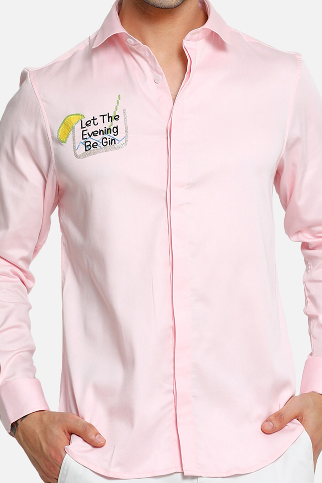 Blush Pink Embellished Shirt Design by Komal Kothari at Pernia's Pop Up ...