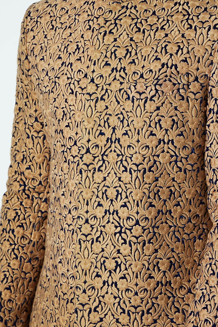 Navy Blue Embroidered Wedding Sherwani Set by Kommal Sood at Pernia's ...