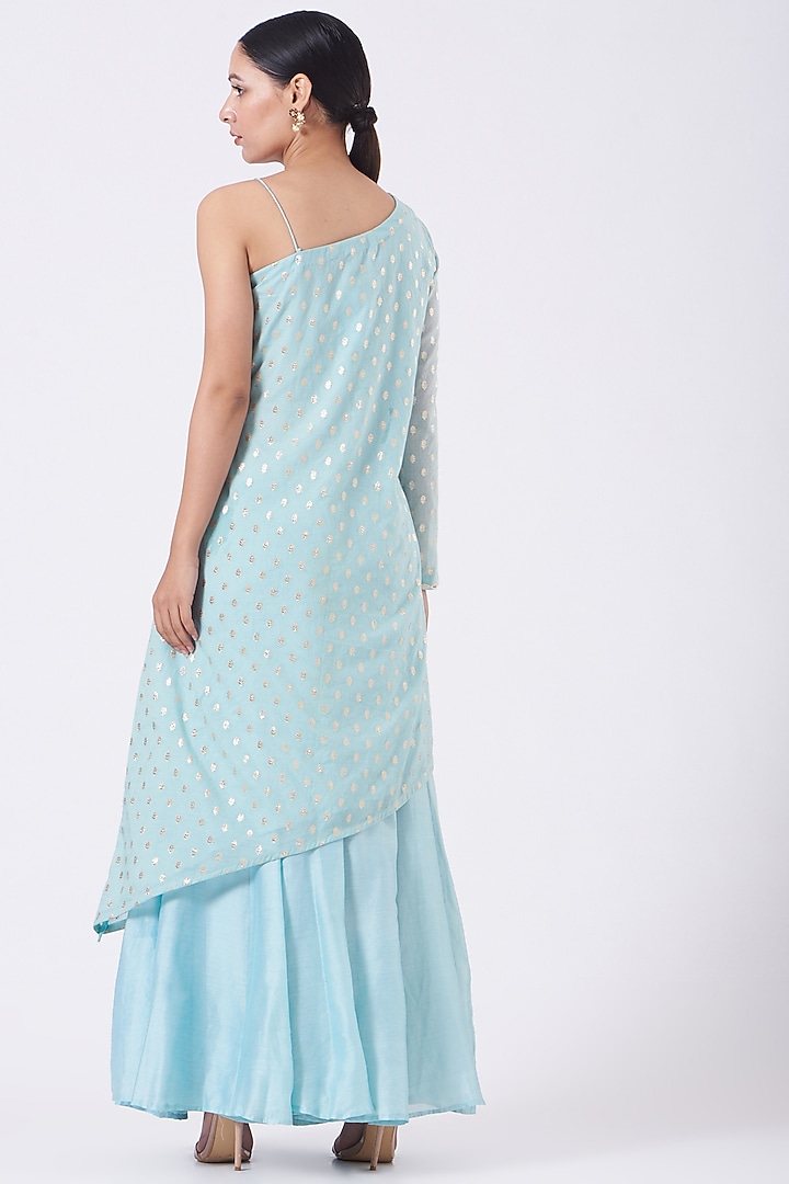 Sky Blue Kalidar Sharara Set by Kovet at Pernia's Pop Up Shop 2024
