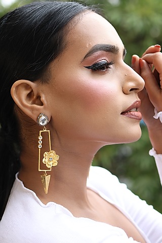 Gold Finish Handmade Dangler Earrings by KRAFTSMITHS at Pernia's Pop Up ...
