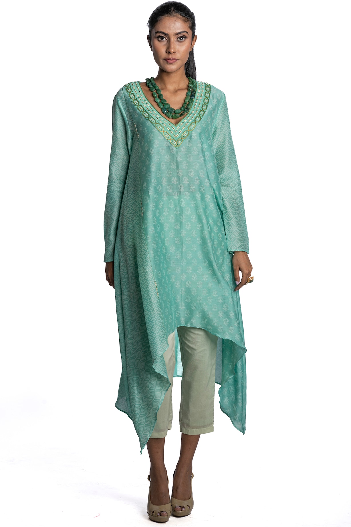 Light Green Printed Tunic Set by Krishna Mehta at Pernia's Pop Up Shop 2024