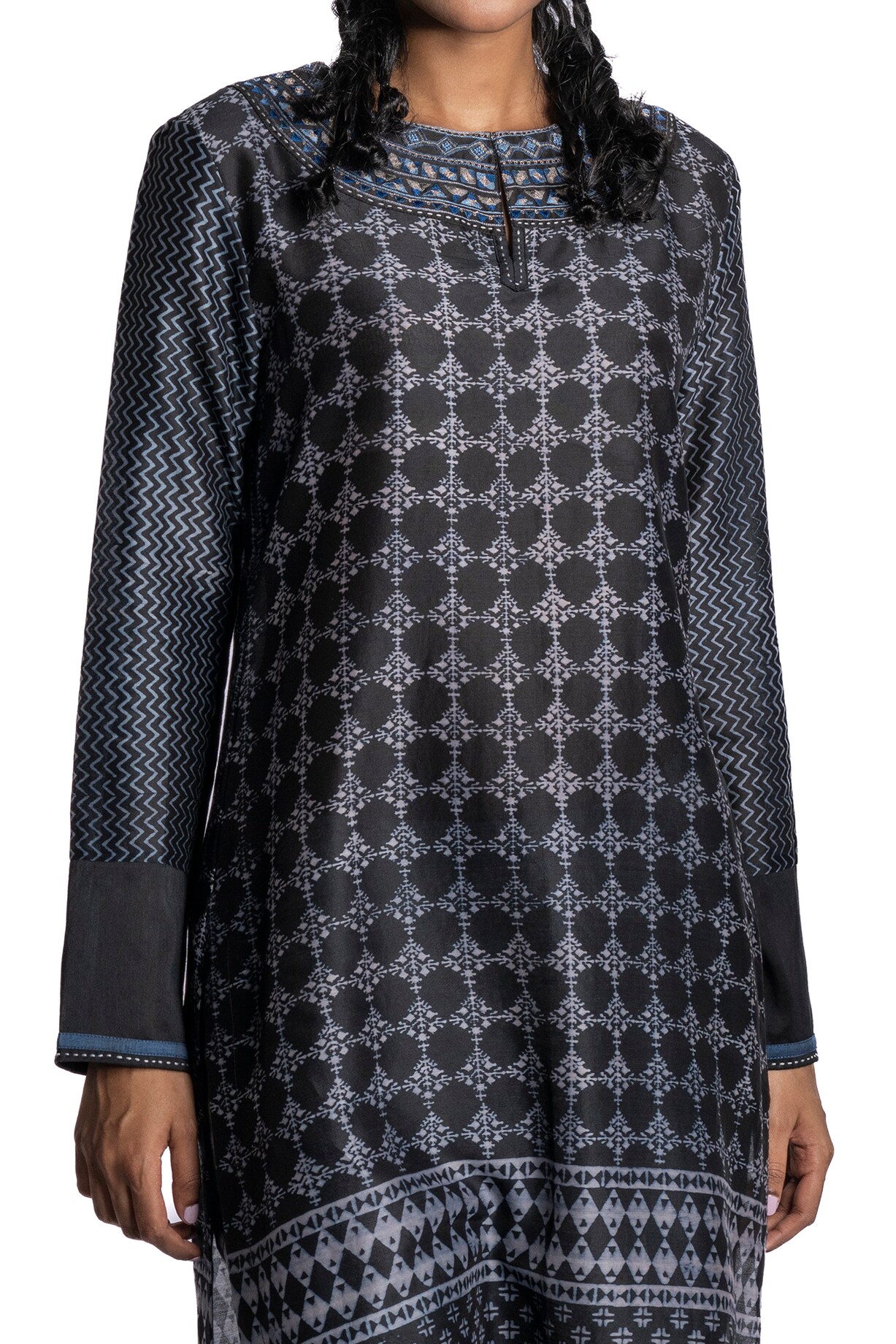 Black Printed Tunic Set by Krishna Mehta at Pernia's Pop Up Shop 2025