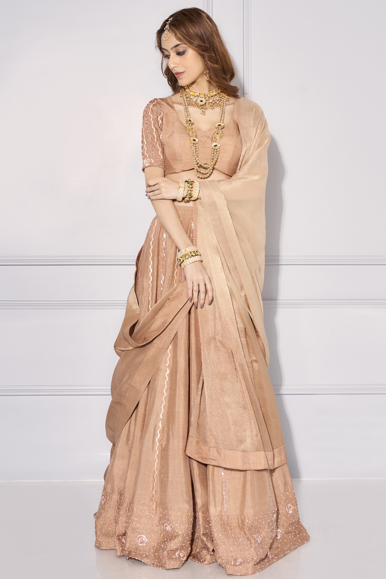 Bronze Embroidered Wedding Lehenga Set by KRESSA at Pernia's Pop Up ...