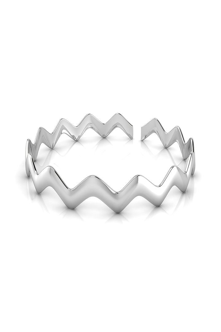 White Finish Zig-Zag Cuff In Sterling Silver by KRYSALIIS KIDS at Pernia's Pop Up Shop 2025