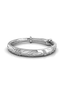 White Finish Leaf Embossed Bracelet In Sterling Silver Design by ...