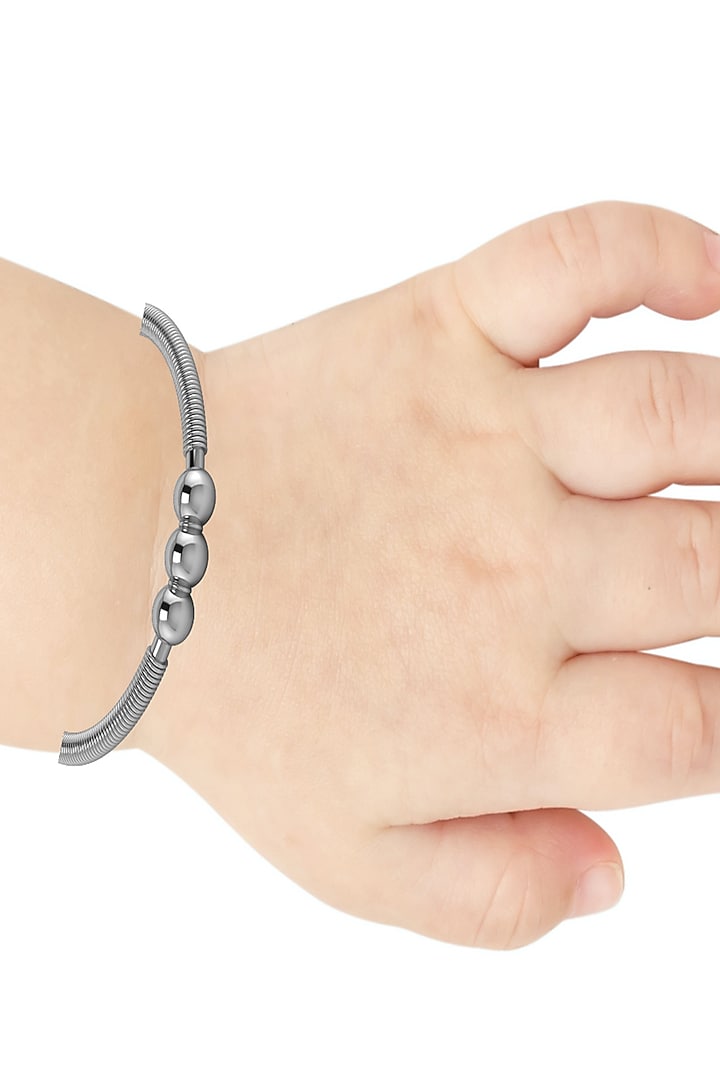 White Finish Ball & Spring Bangle In Sterling Silver by KRYSALIIS KIDS ...