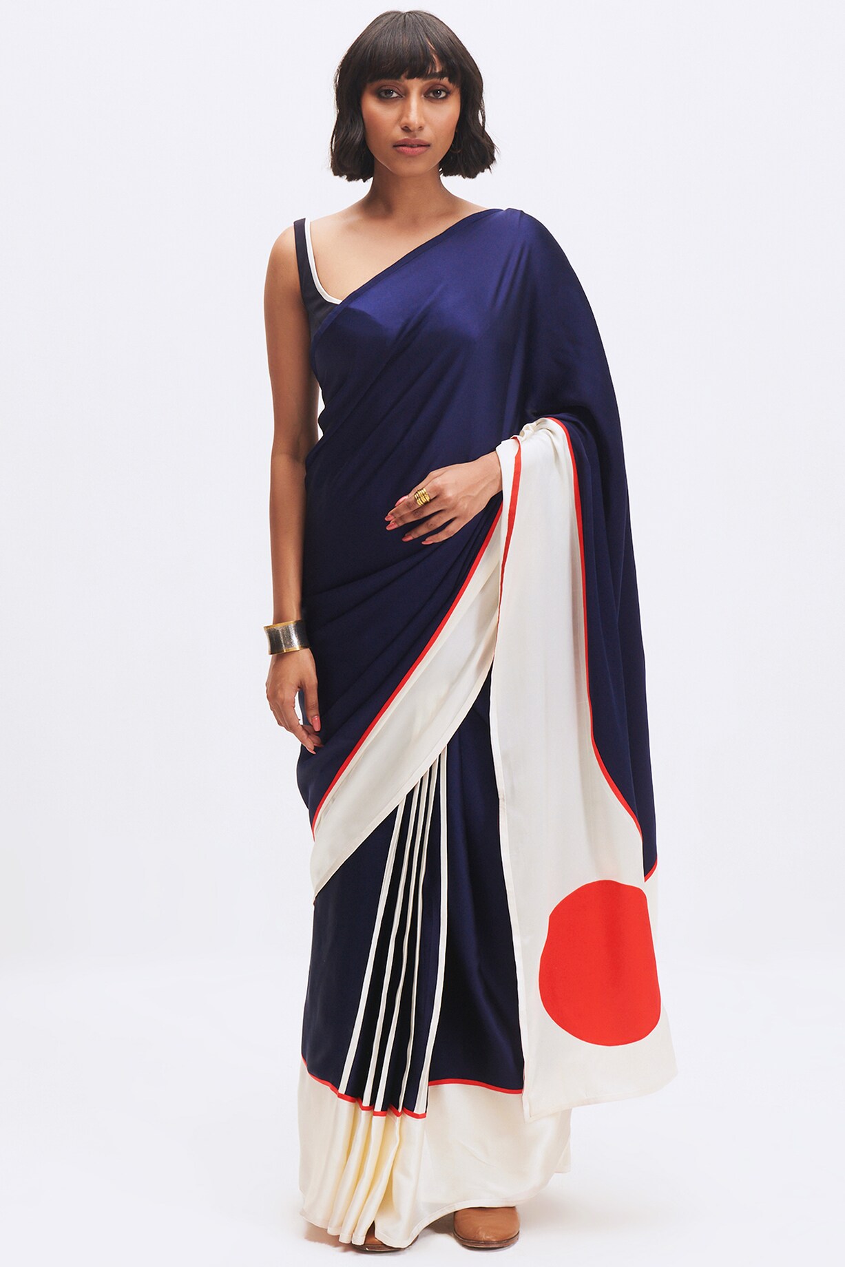Sapphire Silk Satin Crepe Saree by Kshitij Jalori at Pernia's Pop Up ...