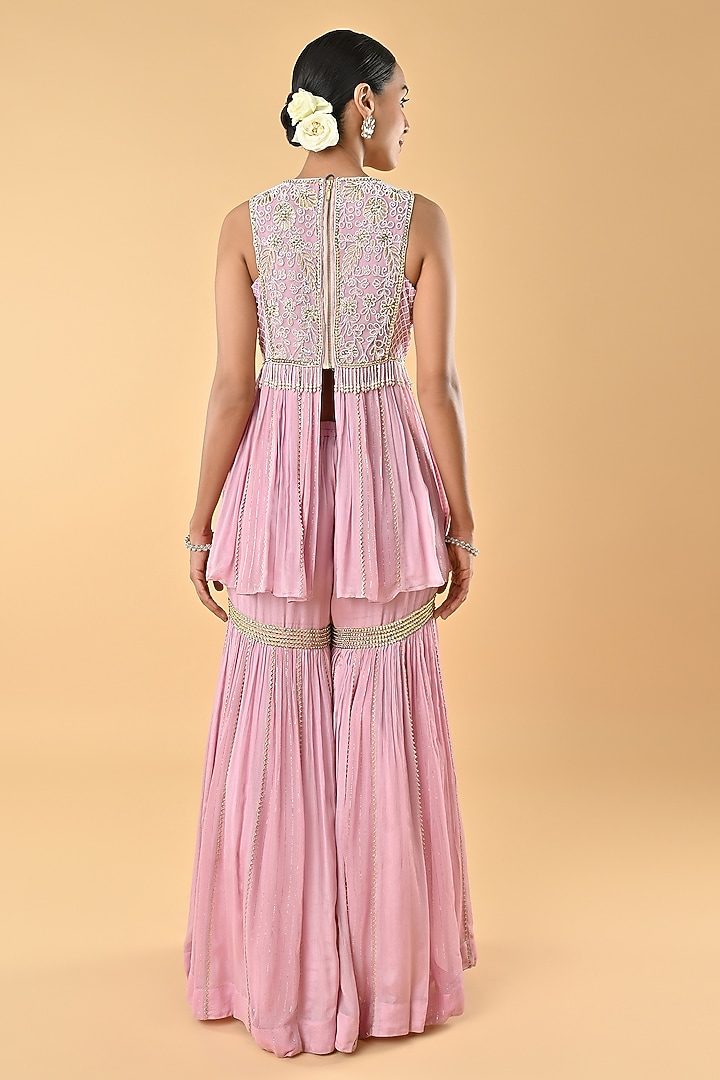 Lilac Chiffon Crepe Sequins Embroidered Gharara Set by Keith Gomes at ...