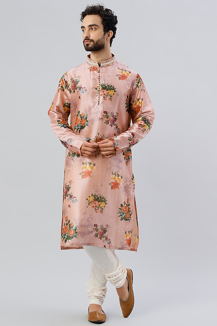 Mauve Printed & Embroidered Kurta by Kudrat Couture at Pernia's Pop Up ...