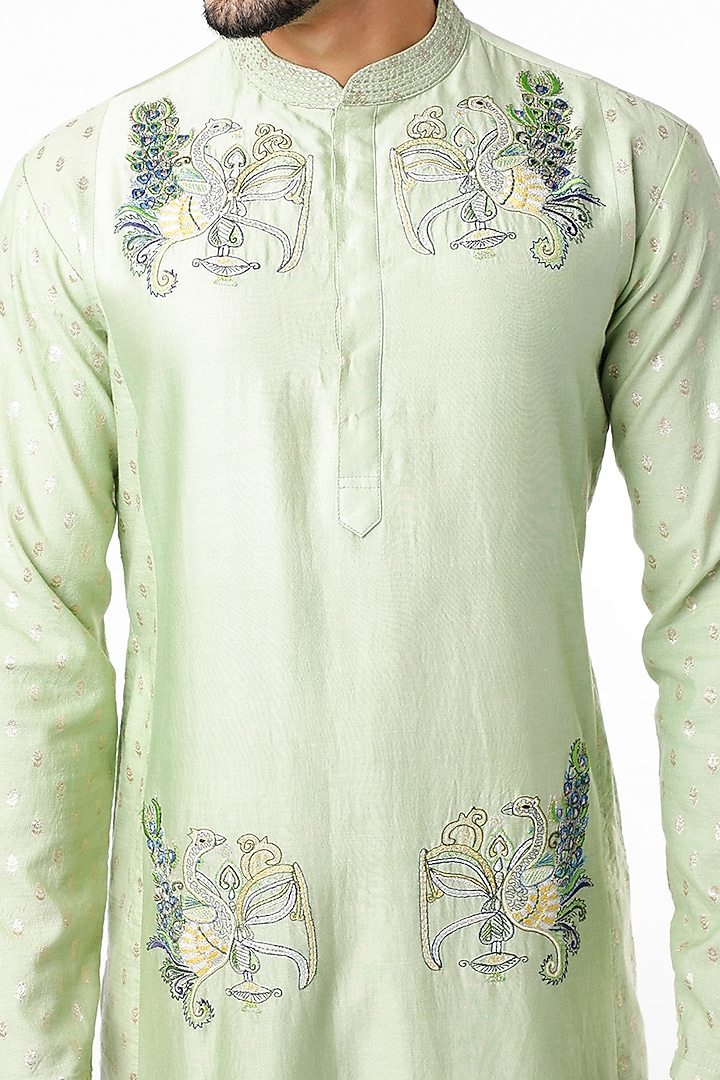 Mint Green Embroidered Kurta Set by Kudrat Couture at Pernia's Pop Up ...