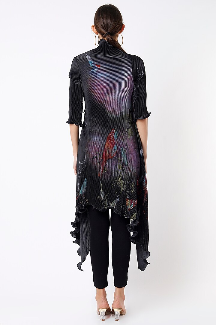 Black Digital Printed Wrapped Kurta Design by Kiran Uttam Ghosh at ...