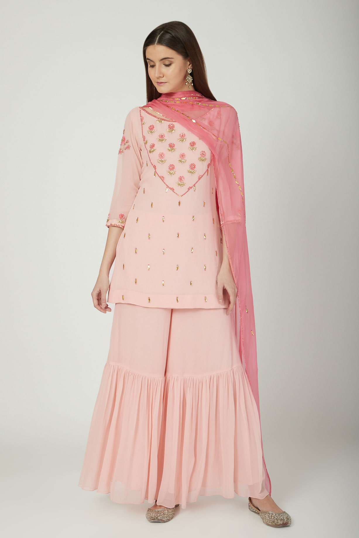 Pink Hand Embroidered Kurta Set Design by Kudi Pataka Designs at Pernia ...