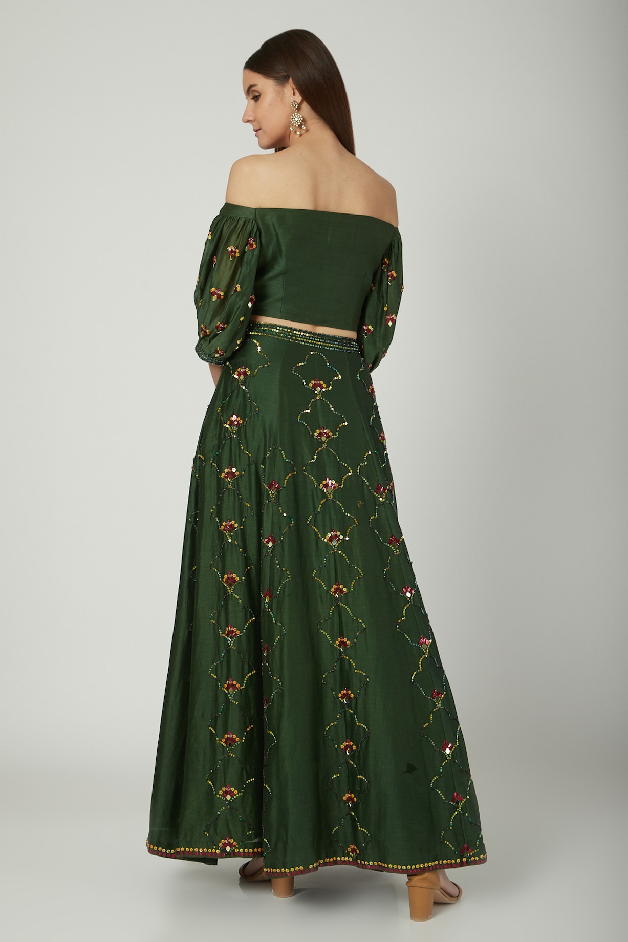 Green Embroidered Lehenga Set Design by Kudi Pataka Designs at Pernia's ...