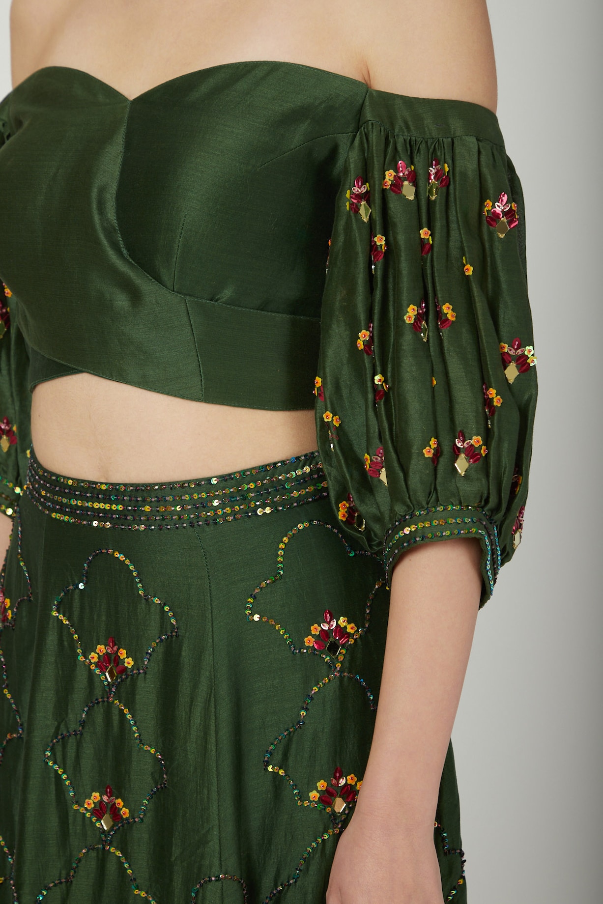 Green Embroidered Lehenga Set Design by Kudi Pataka Designs at Pernia's ...