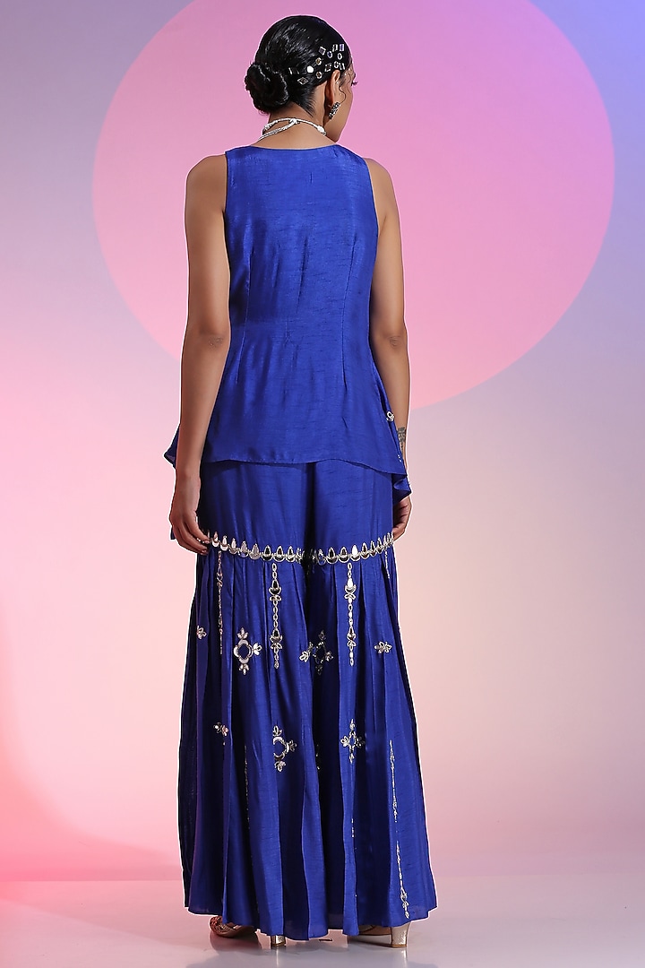 Blue Cupro Dola Silk Sharara Set by Kudi Pataka Designs at Pernia's Pop ...