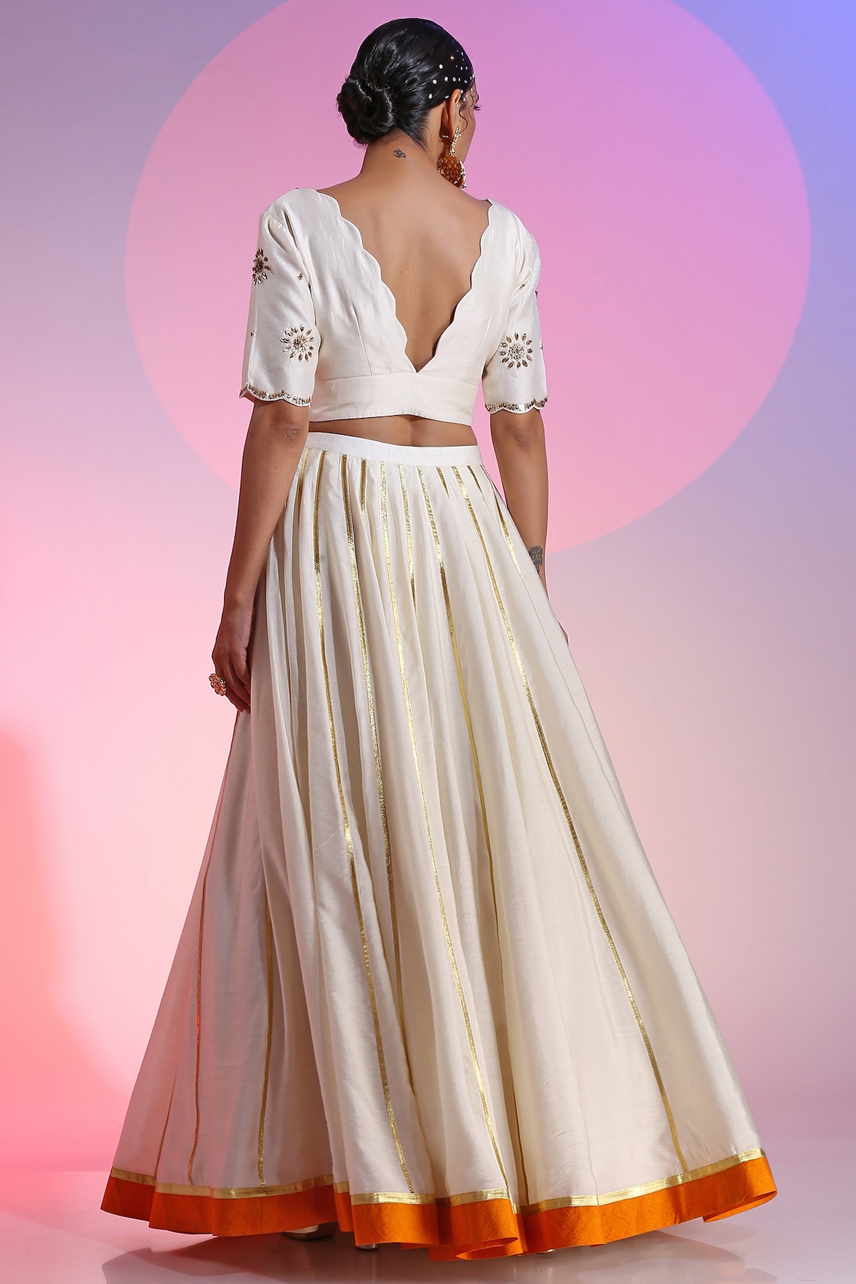 Ivory Pure Chanderi Embroidered Wedding Lehenga Set by Kudi Pataka ...