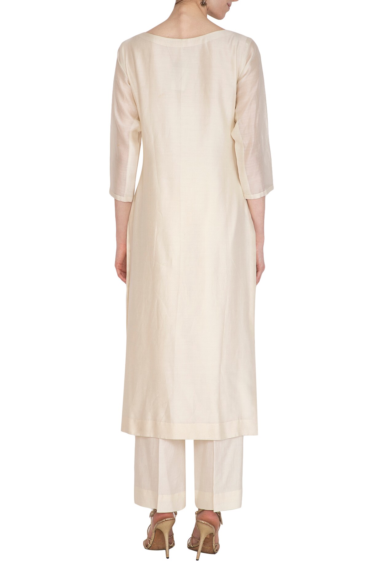 Ivory Hand Embroidered Kurta Set Design by Kudi Pataka Designs at ...