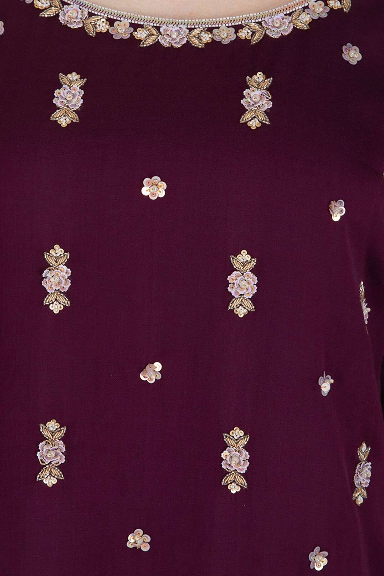 Wine Hand Embroidered Sharara Set by Kudi Pataka Designs at Pernia's ...