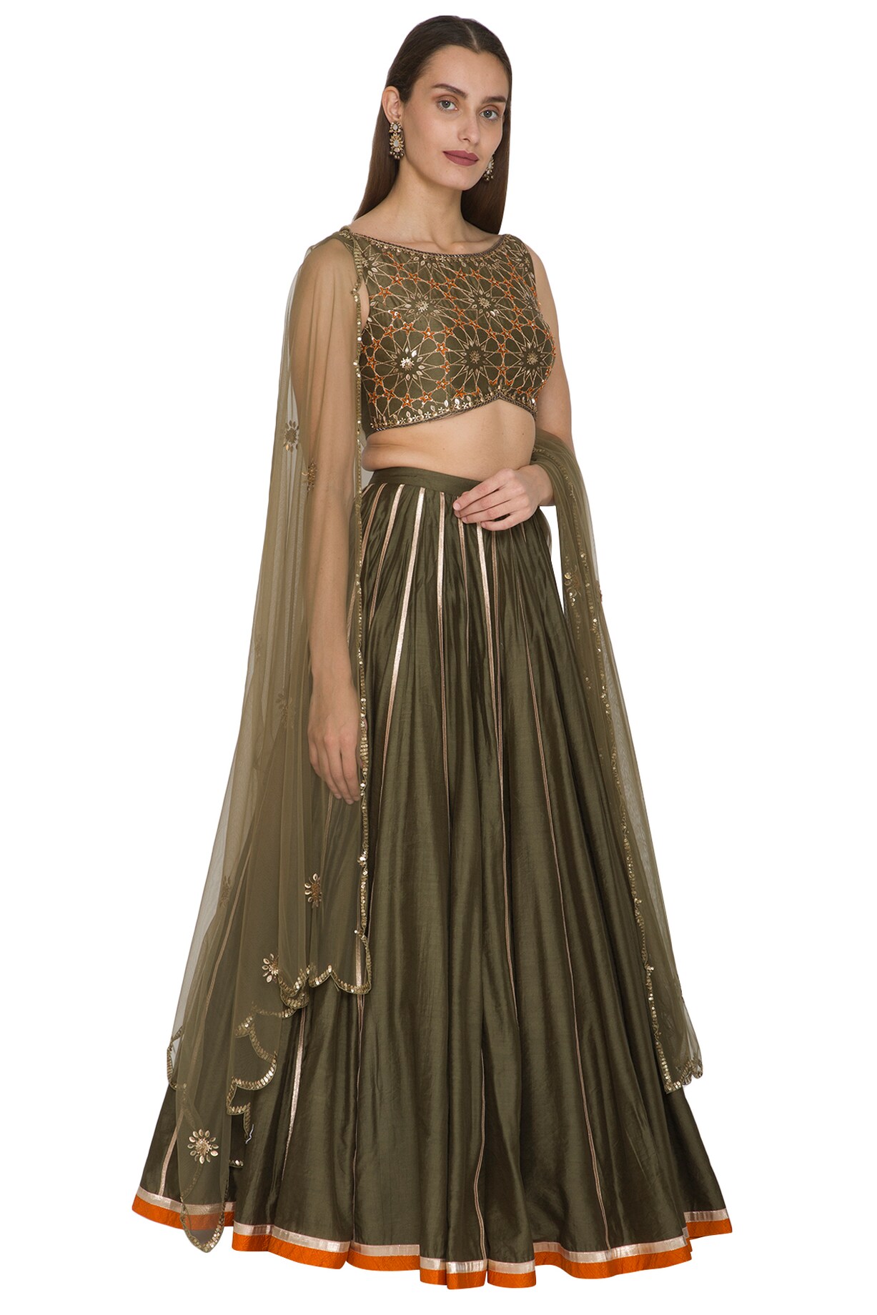 Olive Green Embroidered Lehenga Set by Kudi Pataka Designs at Pernia's ...
