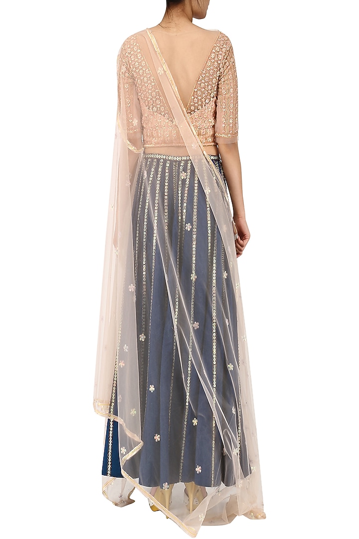 Nude Peach Handwoven Chanderi Hand Embroidered Skirt Set For Girls ...