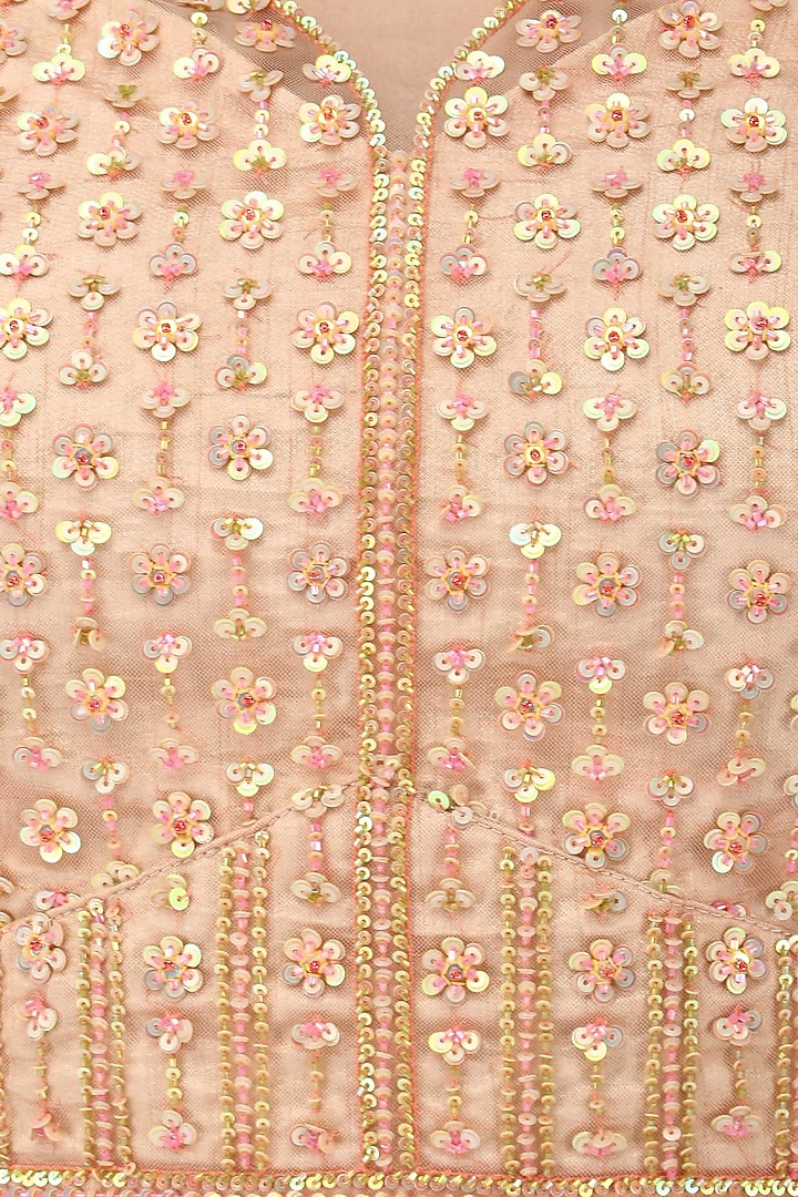 Nude Peach Handwoven Chanderi Hand Embroidered Skirt Set For Girls ...