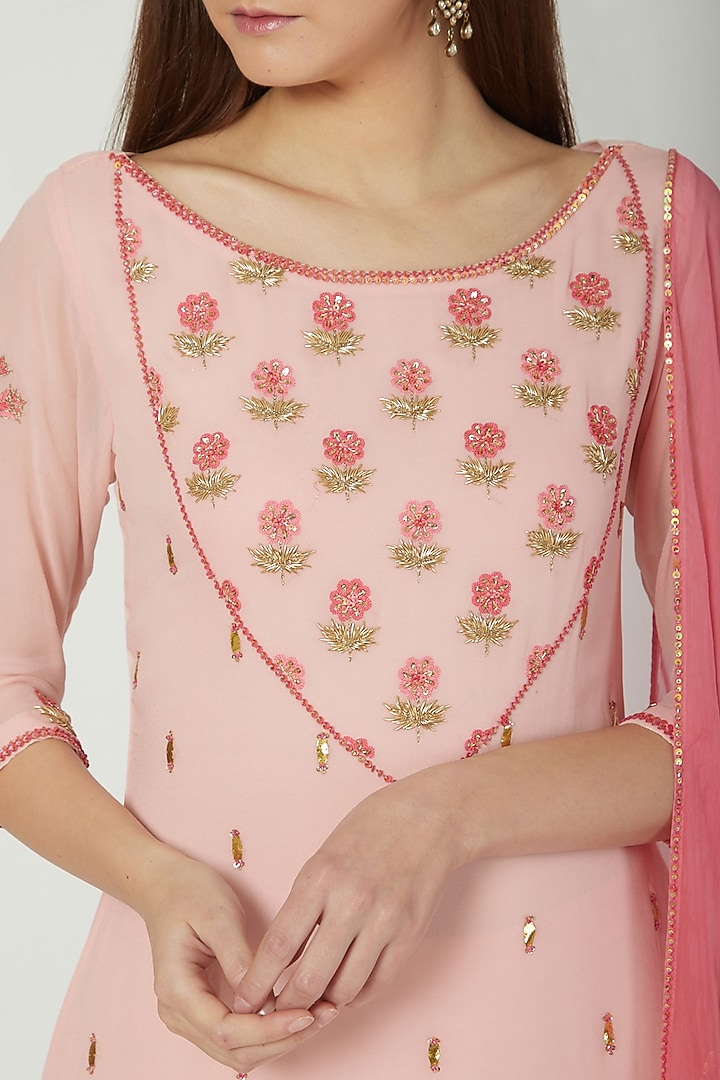 Pink Tabby Silk Gharara Set For Girls Design by Mini Pataka by Kudi ...