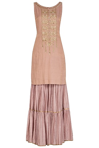 Soft Pink Handwoven Tissue Chanderi Zari & Sequins Hand Embroidered ...