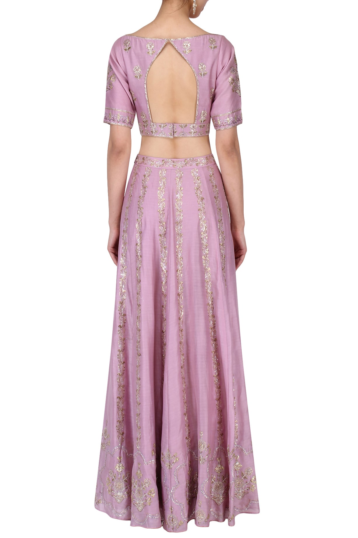 Dusty mauve and wine embroidered lehenga set available only at Pernia's ...